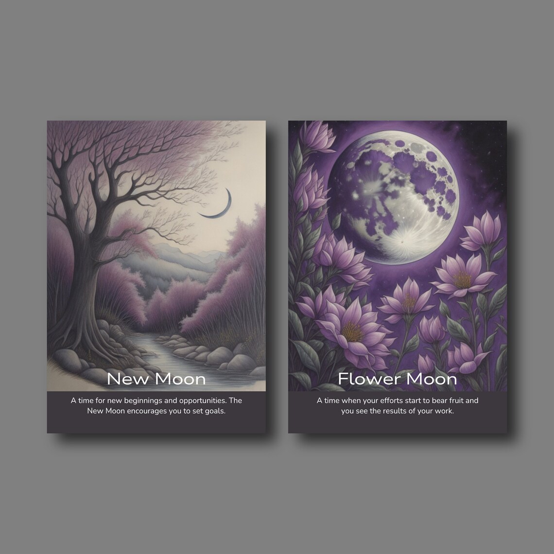 Printable Moon Cards - 24 Moon Phases Oracle Deck - Instant Download - Etsy
