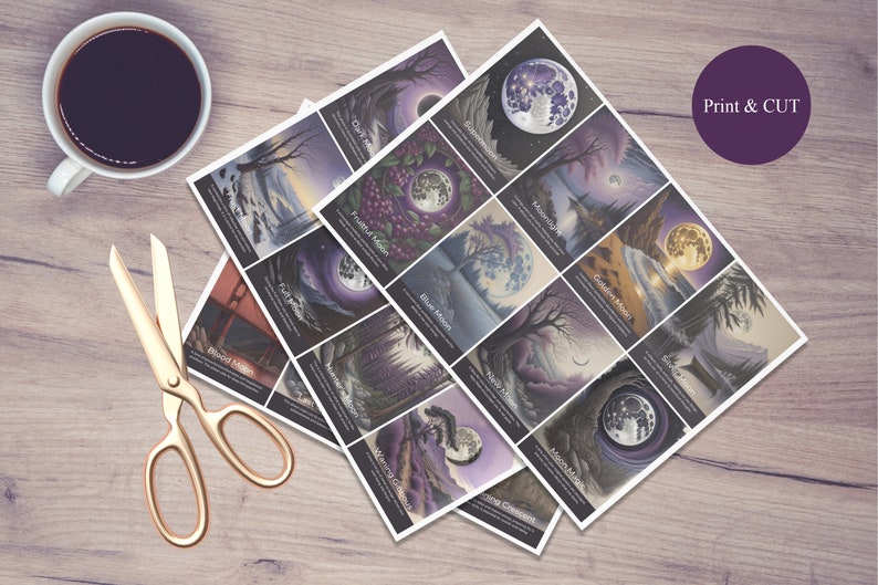 Printable Moon Cards - 24 Moon Phases Oracle Deck - Instant Download - Etsy