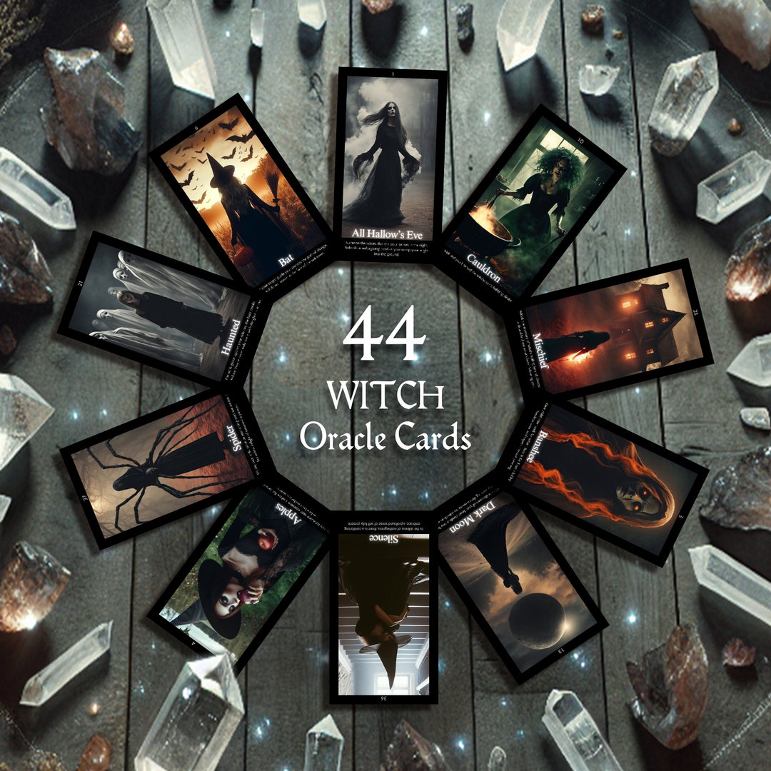 Witch Oracle Cards Deck - Printable 44 Dark Cards, Ideal Halloween Gift ...
