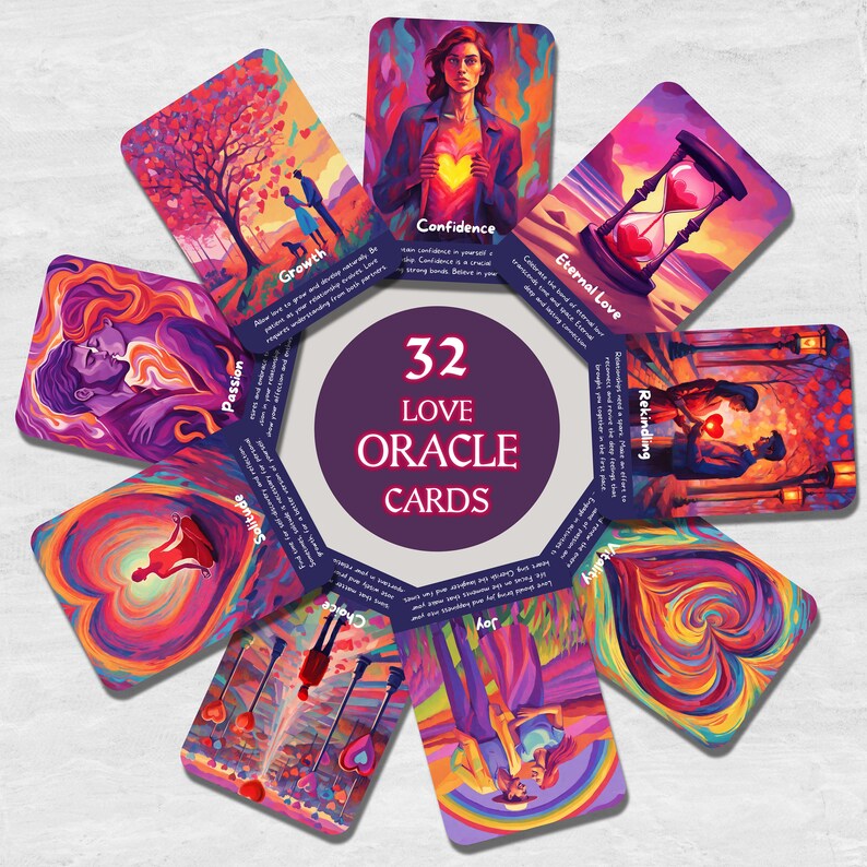 Love Oracle Cards Set - 32 Printable Cards for Relationship Readings ...