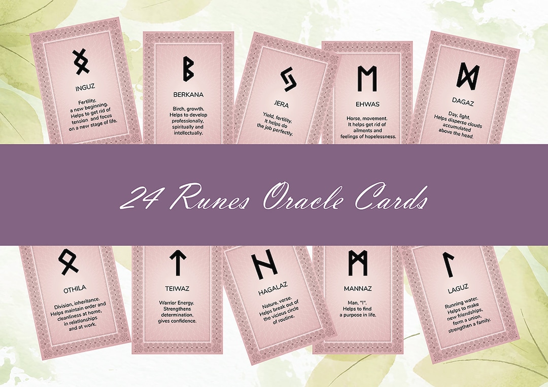 24 Runes Printable Cards - Etsy