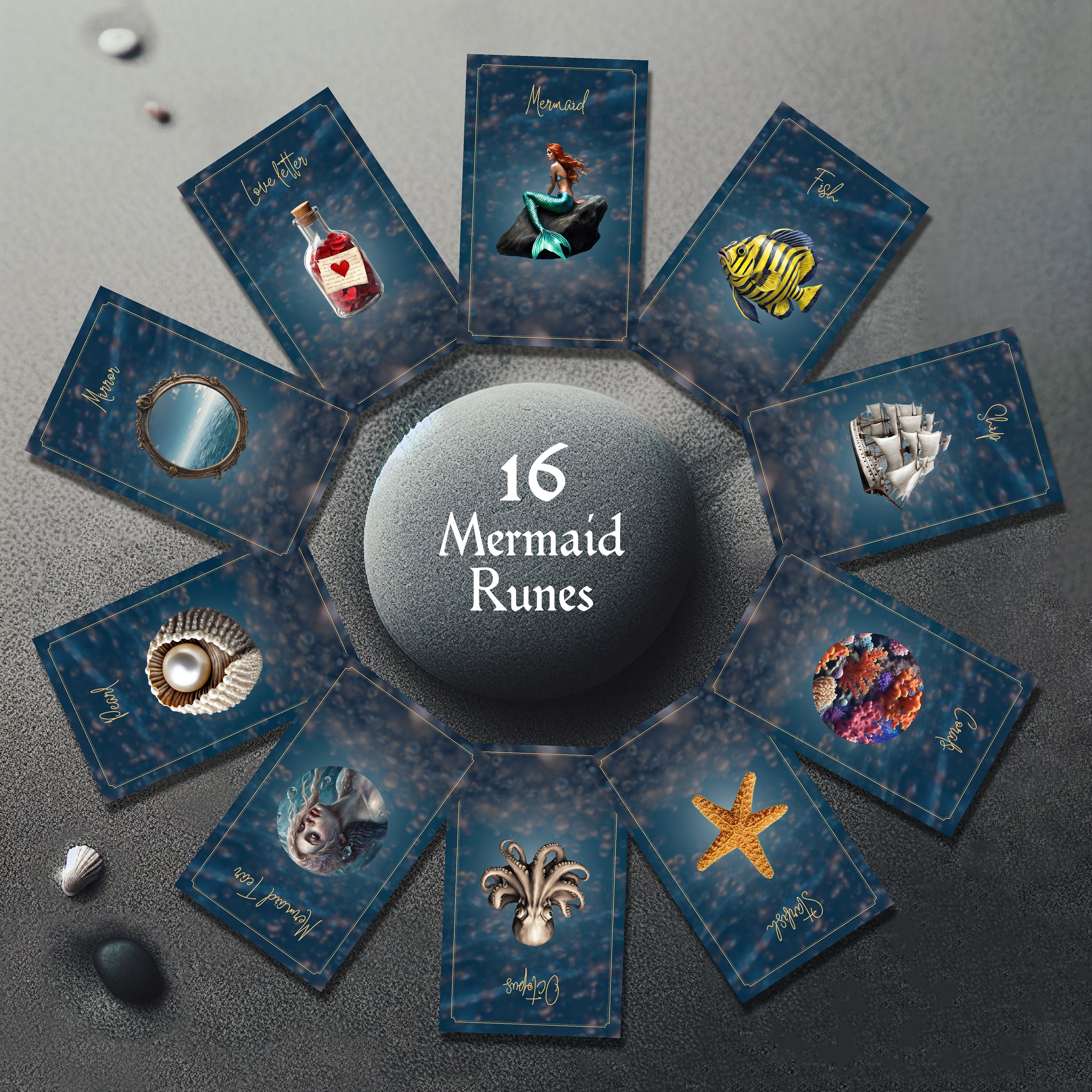 Mermaid Runes Deck Printable 16 Cards - Etsy