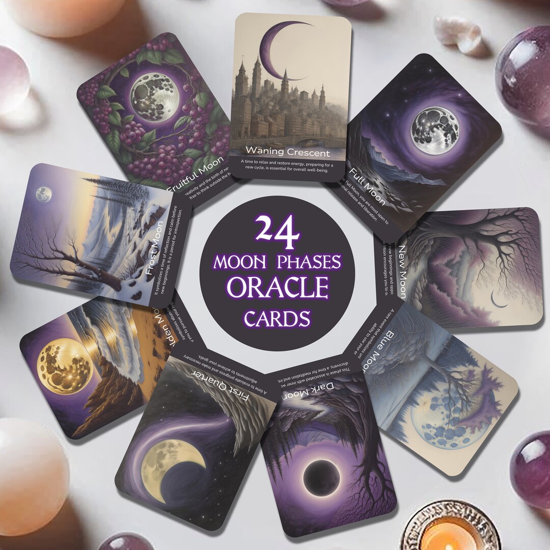 Printable Moon Cards - 24 Moon Phases Oracle Deck - Instant Download - Etsy