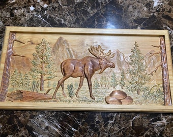 Wood Moose Carving - Etsy