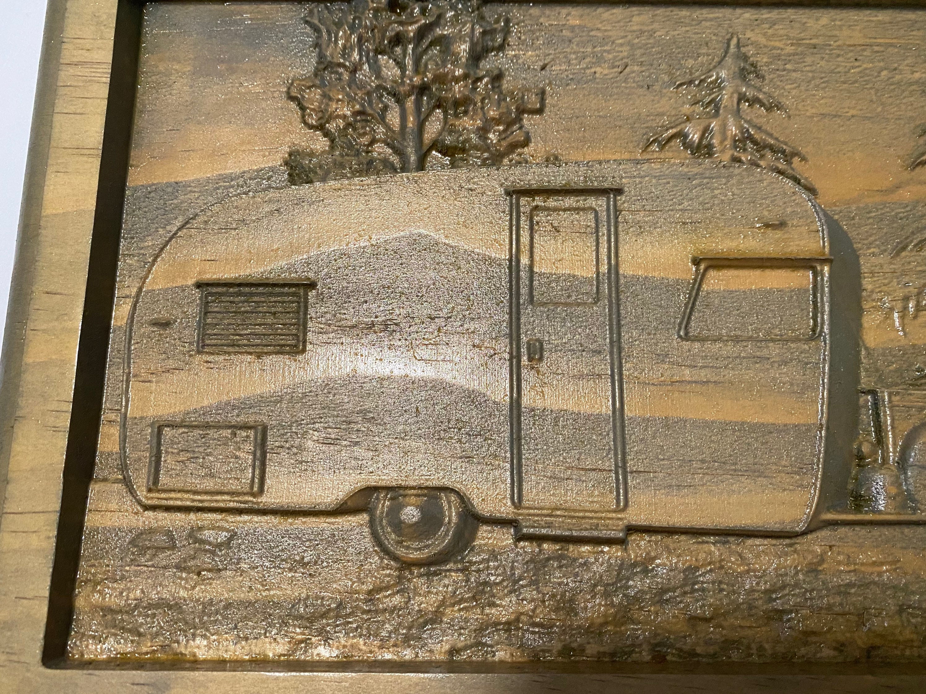 Beautiful Rustic 3d Wood Art Carving Engraving of a Truck and Camper ...