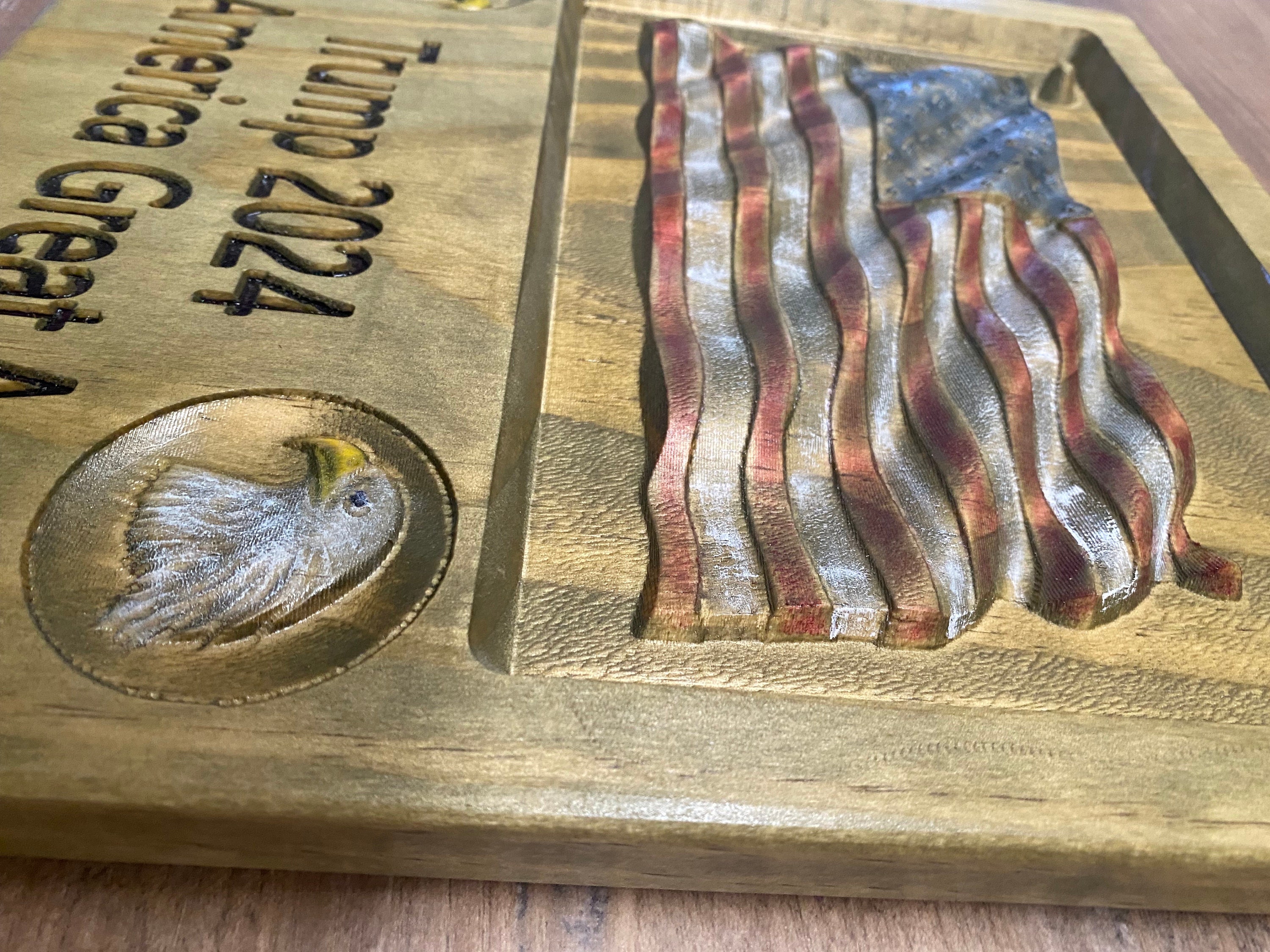 Trump 2024 Make America Great Again Rustic 3D Wood Art Carving ...