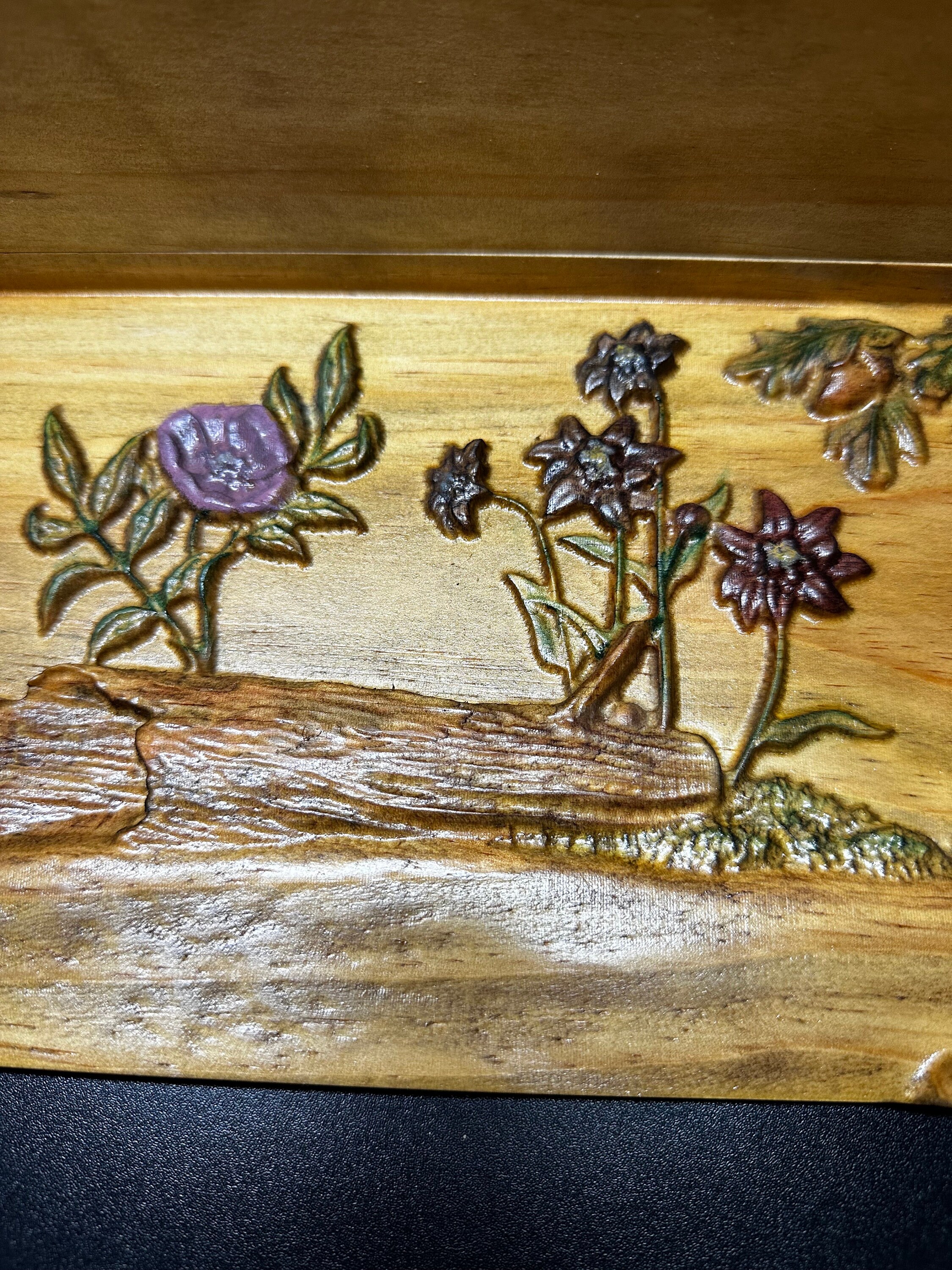 Two Cats Carved on a Mantel Shelf, Wood Carving and Hand Painting in an ...