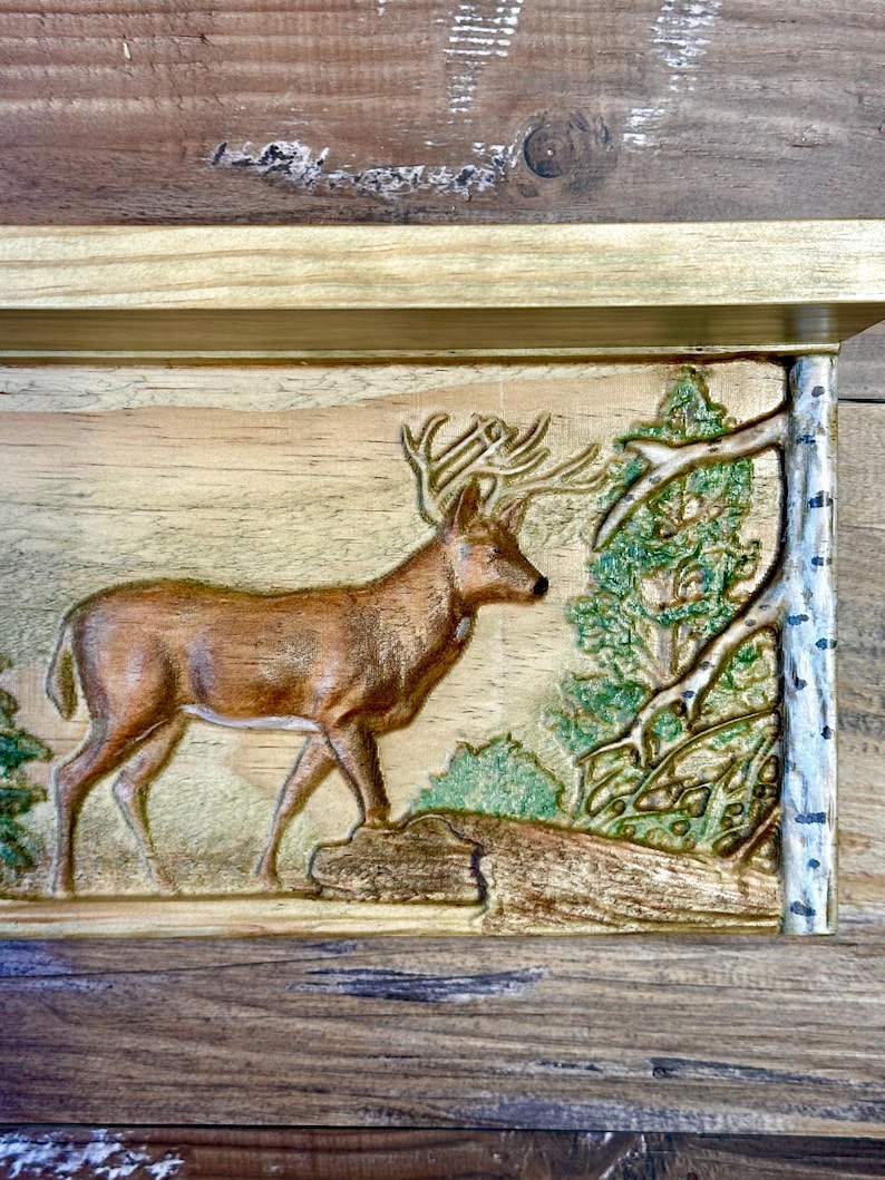 Beautiful Rustic Mantel Shelf 3d Wood Art Carving Engraving and Hand ...