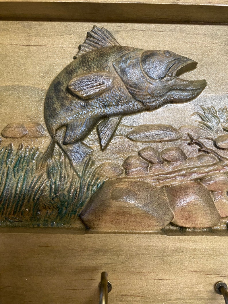Beautiful Rustic 3d Wood Carved Key Holder Wall Art Carving Hand ...