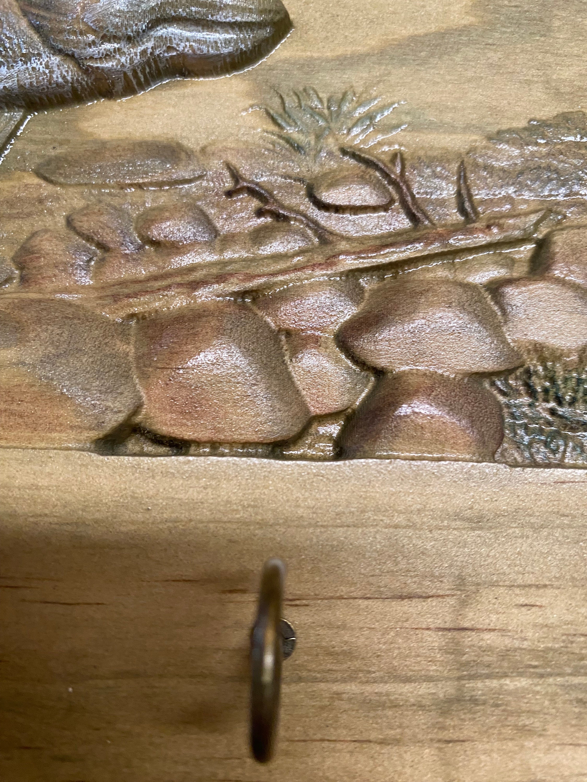 Beautiful Rustic 3d Wood Carved Key Holder Wall Art Carving Hand ...