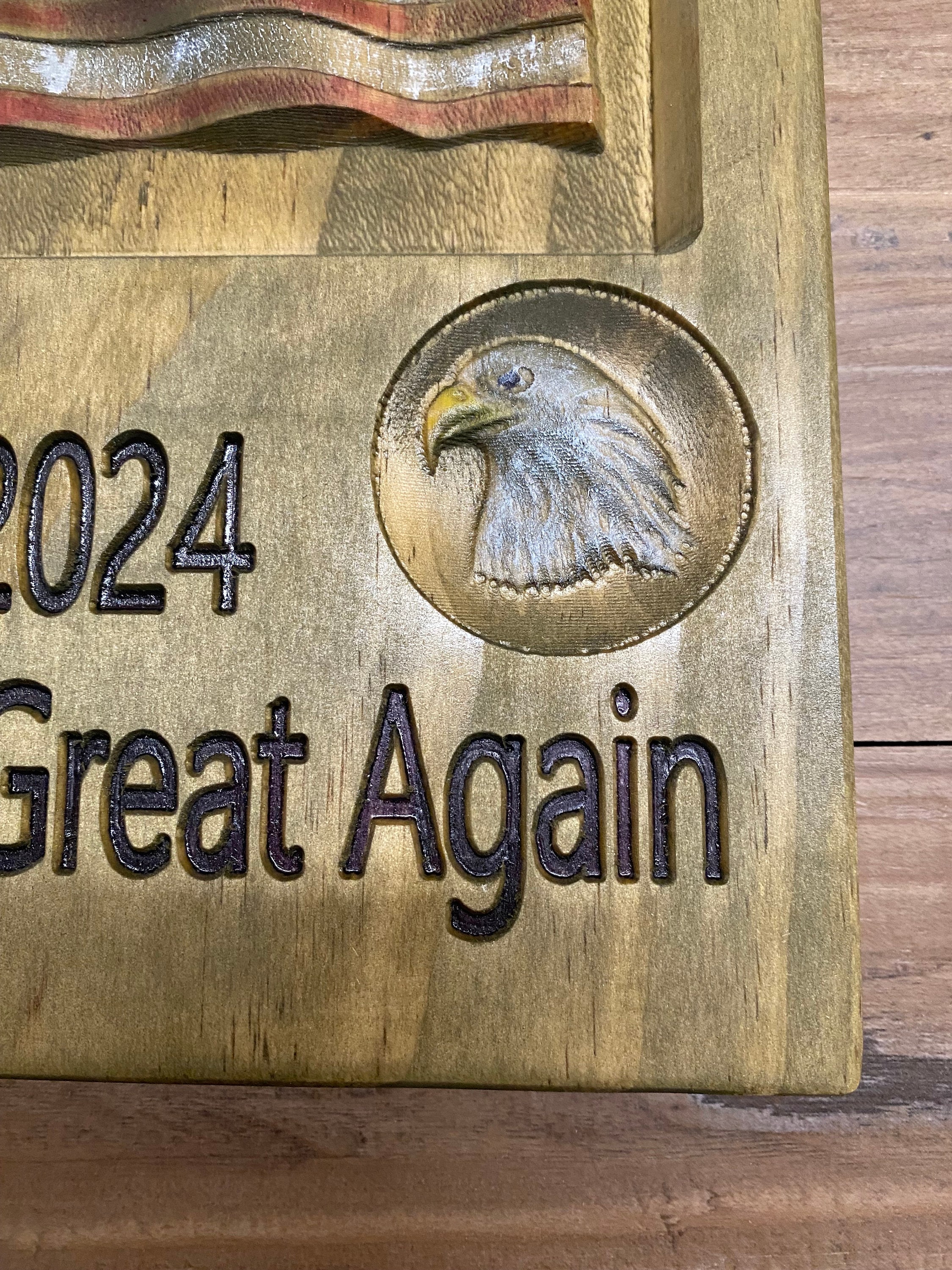 Trump 2024 Make America Great Again Rustic 3D Wood Art Carving ...