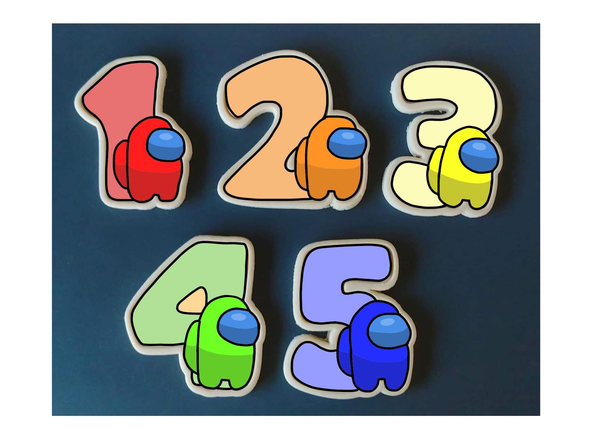 Among Us Numbers 1-5 Cookie Cutter Stamp Fondant | Etsy