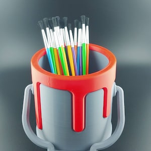 3D Printed Paint Bucket - Pencil Holder - Organizer - Drippy Bucket - Etsy