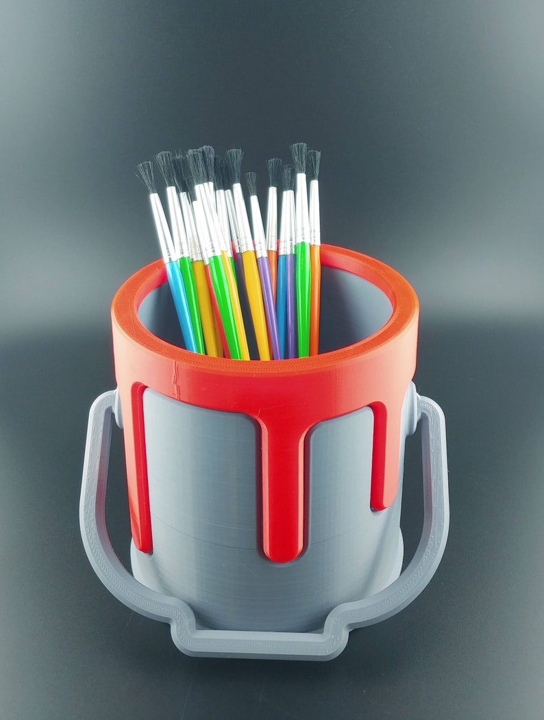 3D Printed Paint Bucket - Pencil Holder - Organizer - Drippy Bucket - Etsy