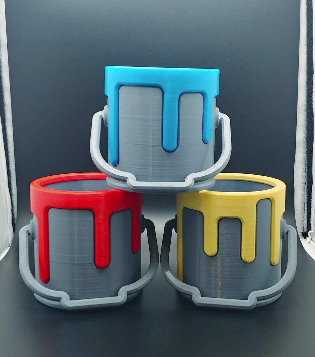 3D Printed Paint Bucket - Pencil Holder - Organizer - Drippy Bucket - Etsy