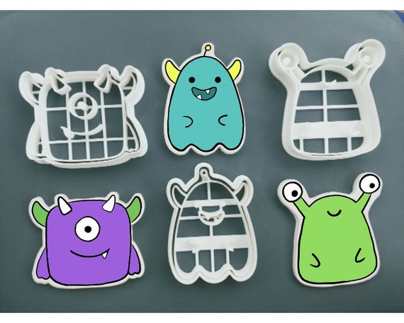 Monsters Cookie Cutter Fondant Cutter Stamps - Etsy