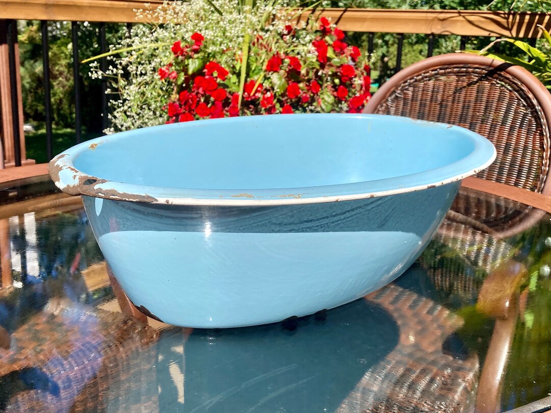 Antique Enamel Baby Bath - Baby Blue - Etsy