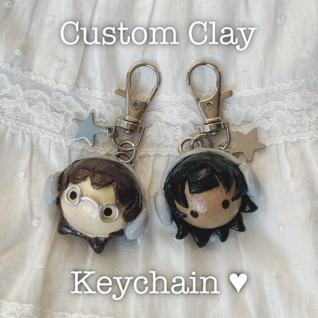 Custom Clay Keychain | Personalized Mini Figurine Head | Cute Couple ...