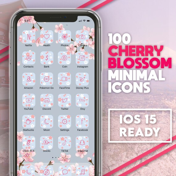 Cherry Blossom App Icons Pack Minimal Ios 15 Free Icon | Etsy