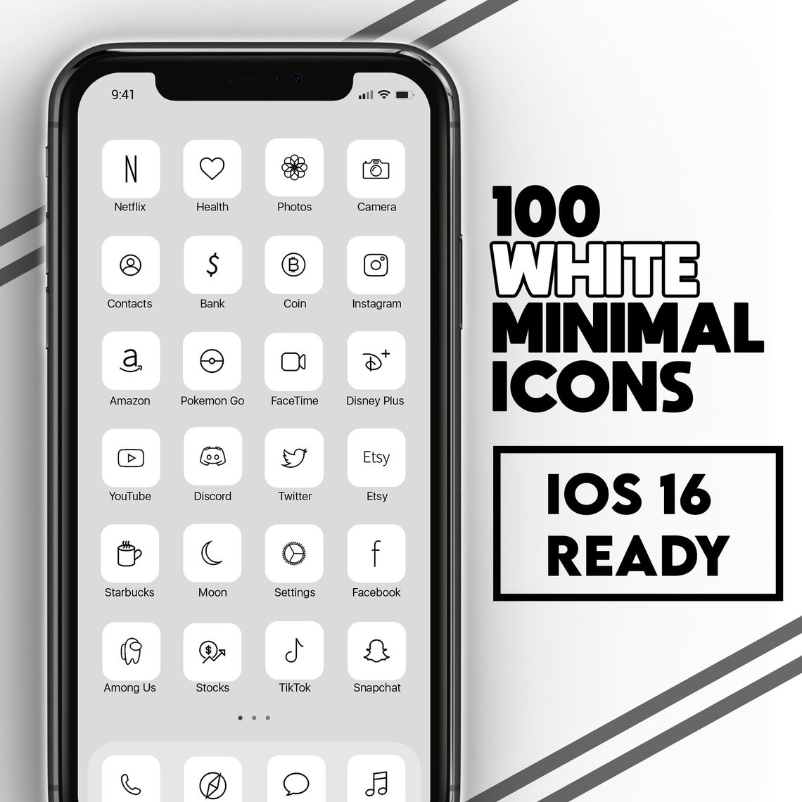 White Minimalist App Icons PREMIUM Free Icon Requests - Etsy