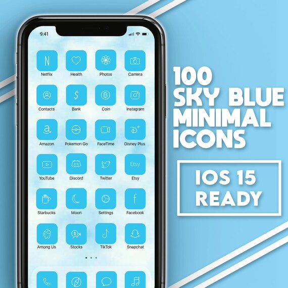 Sky Blue App Icon Pack Minimalist Blue Aesthetic Palette | Etsy
