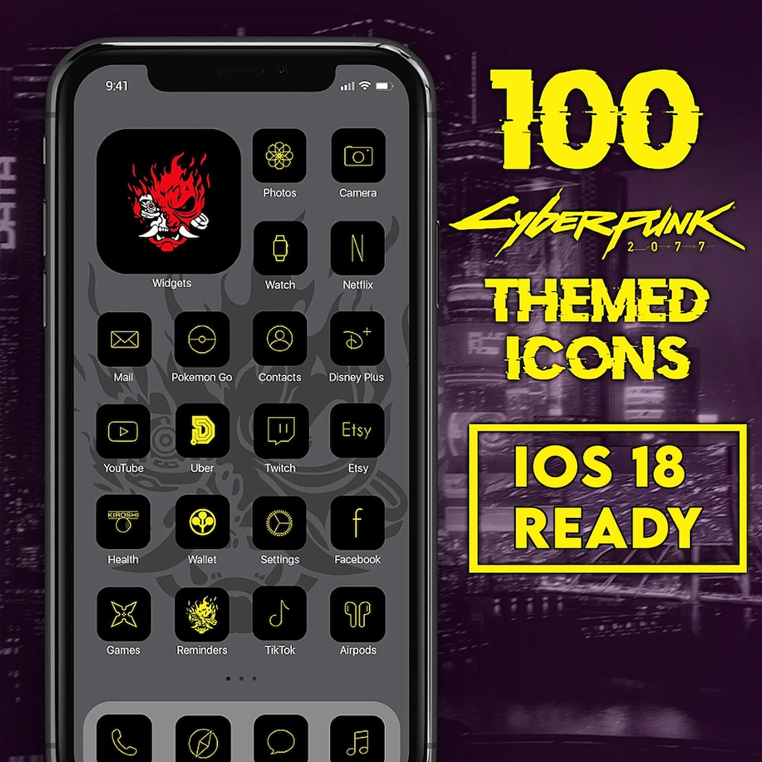 Cyberpunk 2077 Themed - iPhone Ios 18 Ready App Icons - 100 Themed ...