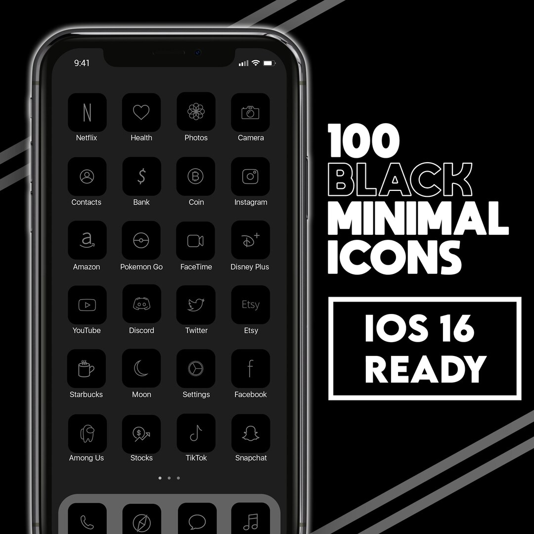 Black Minimalist App Icons PREMIUM Free Icon Requests - Etsy