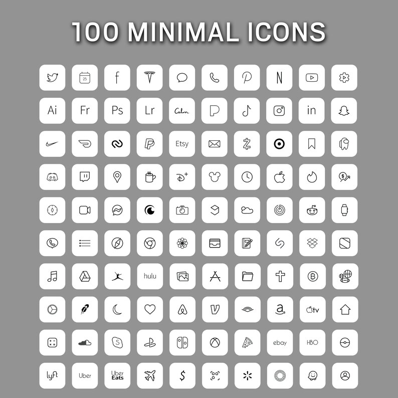 White Minimalist App Icons PREMIUM Free Icon Requests - Etsy