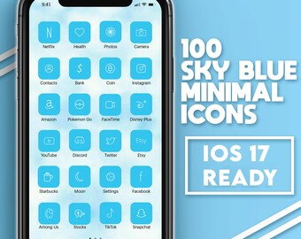 500 Blue Neon Ios App Icon Pack Turquoise Aqua Neon - Etsy