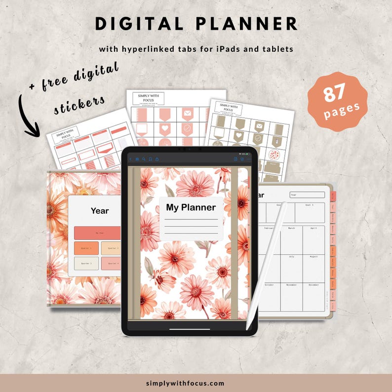Pink Floral Digital Planner for Goodnotes & Notability | Faith-based ...