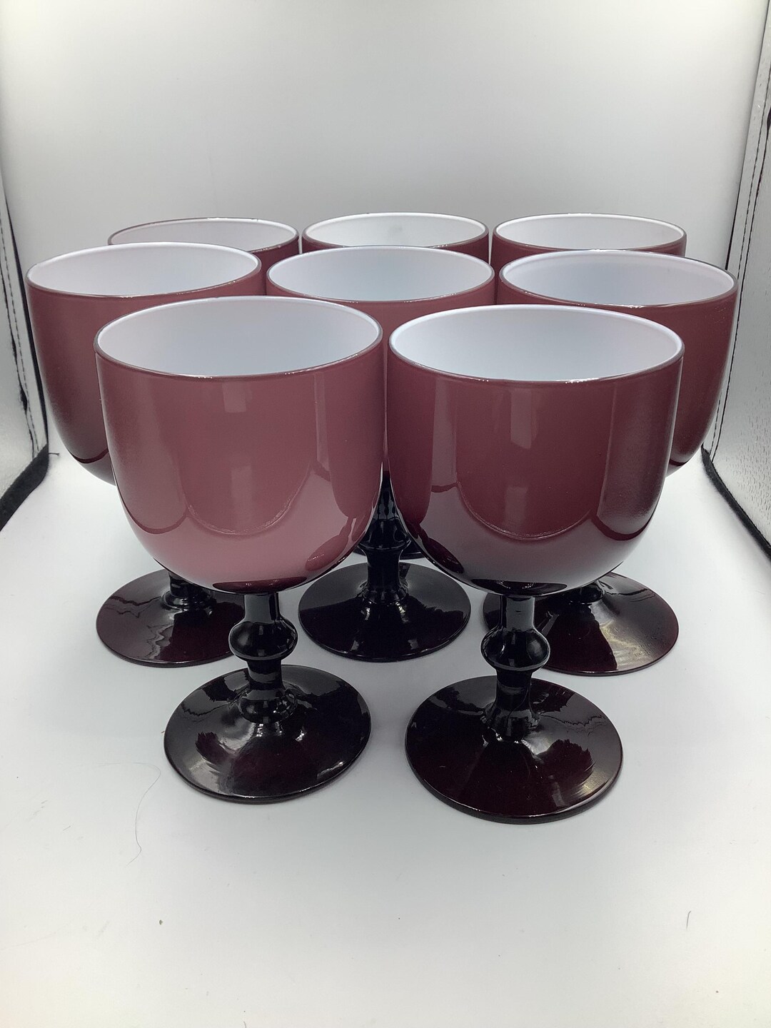 Vintage Carlo Moretti Italy Purple White Cased Glass Wine Glasses - Set ...