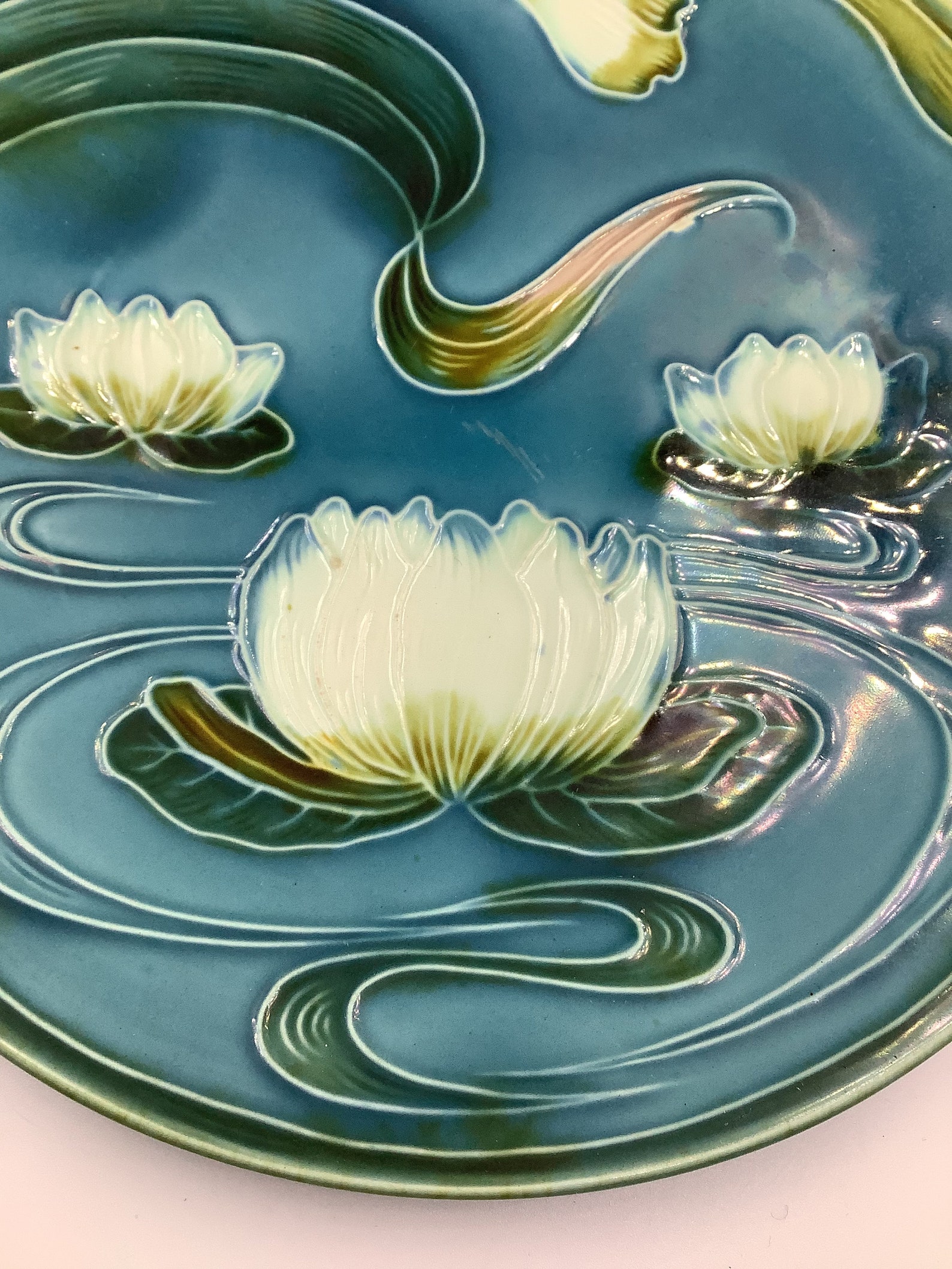 Antique Majolica Stylized Water Lily Plate G S. Zell Baden Germany - Etsy