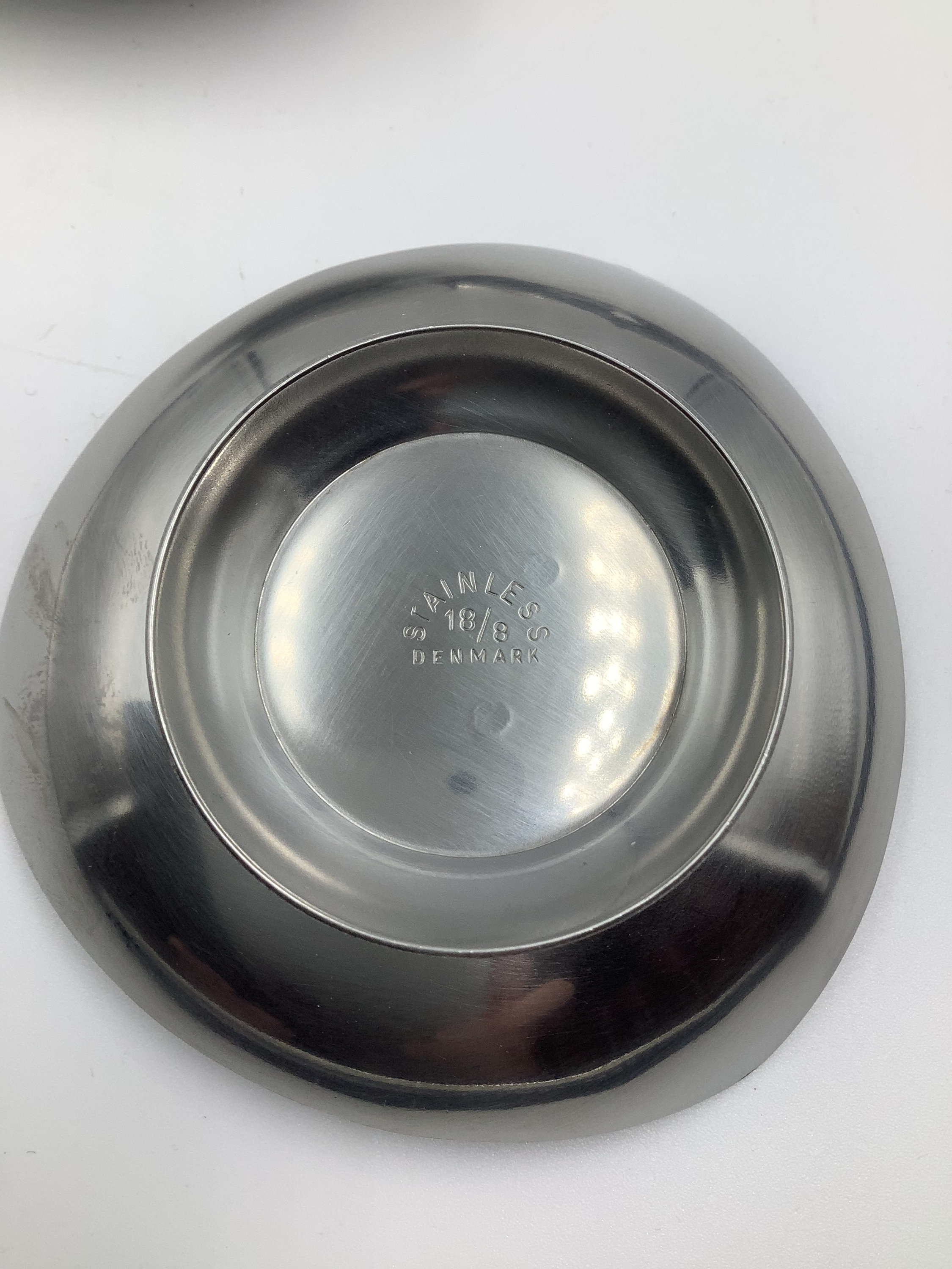 8 Mid Century Danish Stainless Triangle Footed Butter Pats Cocktail ...