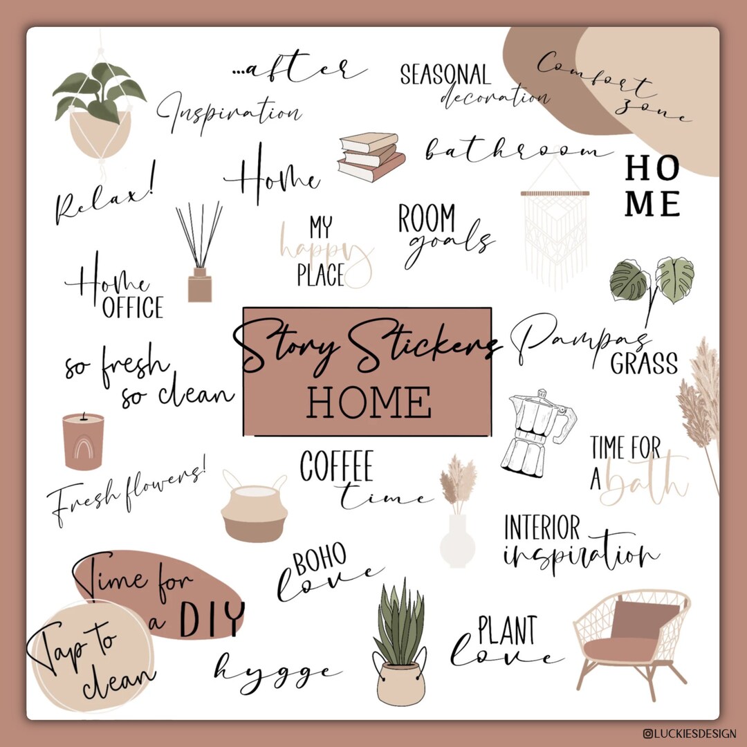 90 Instagram Story Stickers Home Interior Decoration Bohemian Daily ...