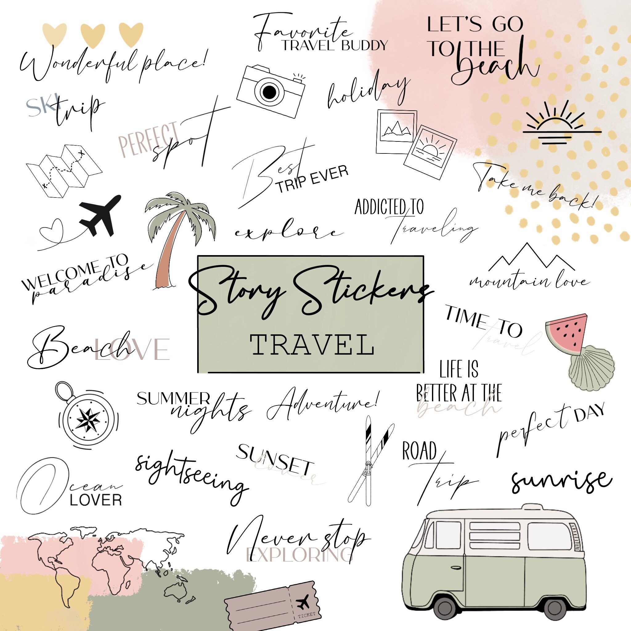 200 Story Sticker Instagram Travel Holiday Vacation - Etsy