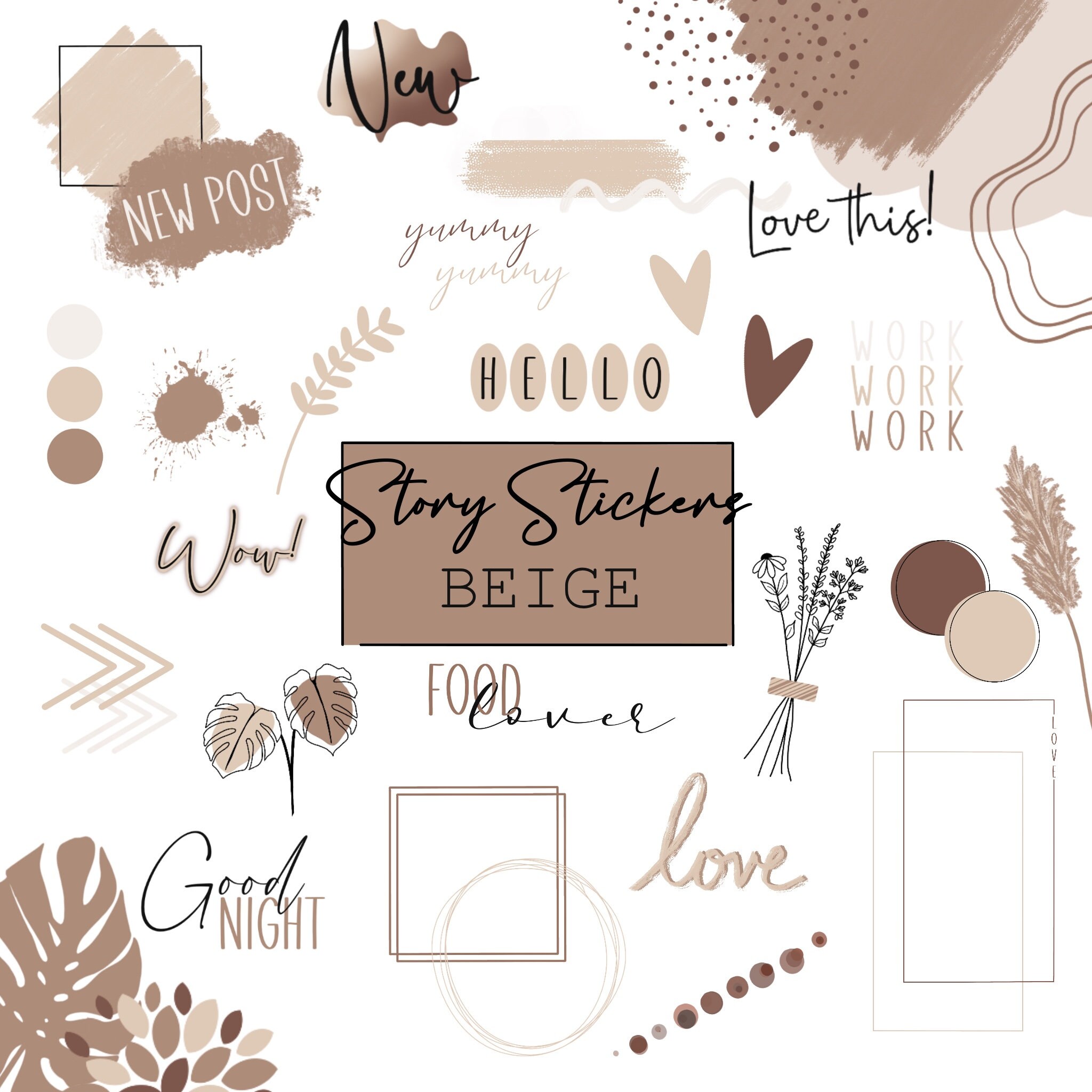 80 Instagram Story Sticker Beige Daily Basics Boho | Etsy