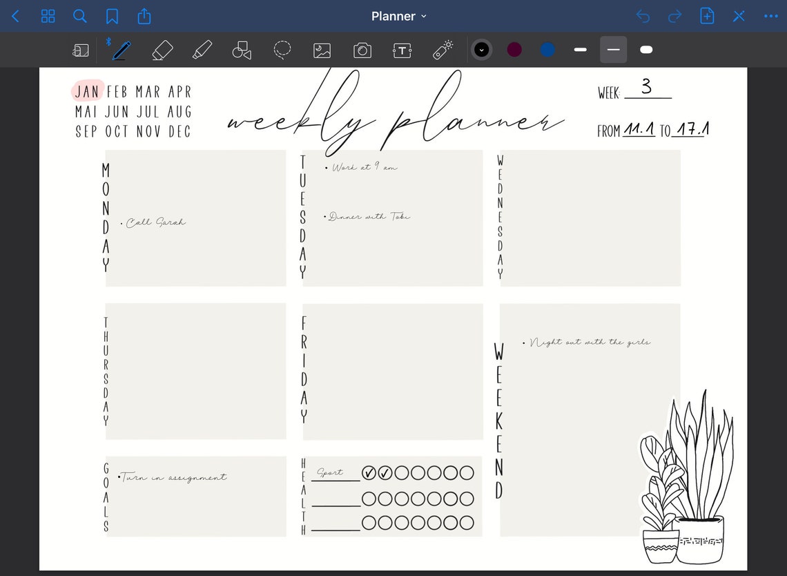 Digital Weekly Planner Beige Meal Planners A5 Digital Download Weekly ...