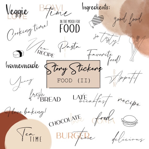70 Instagram Story Sticker Food Daily Food Template - Etsy