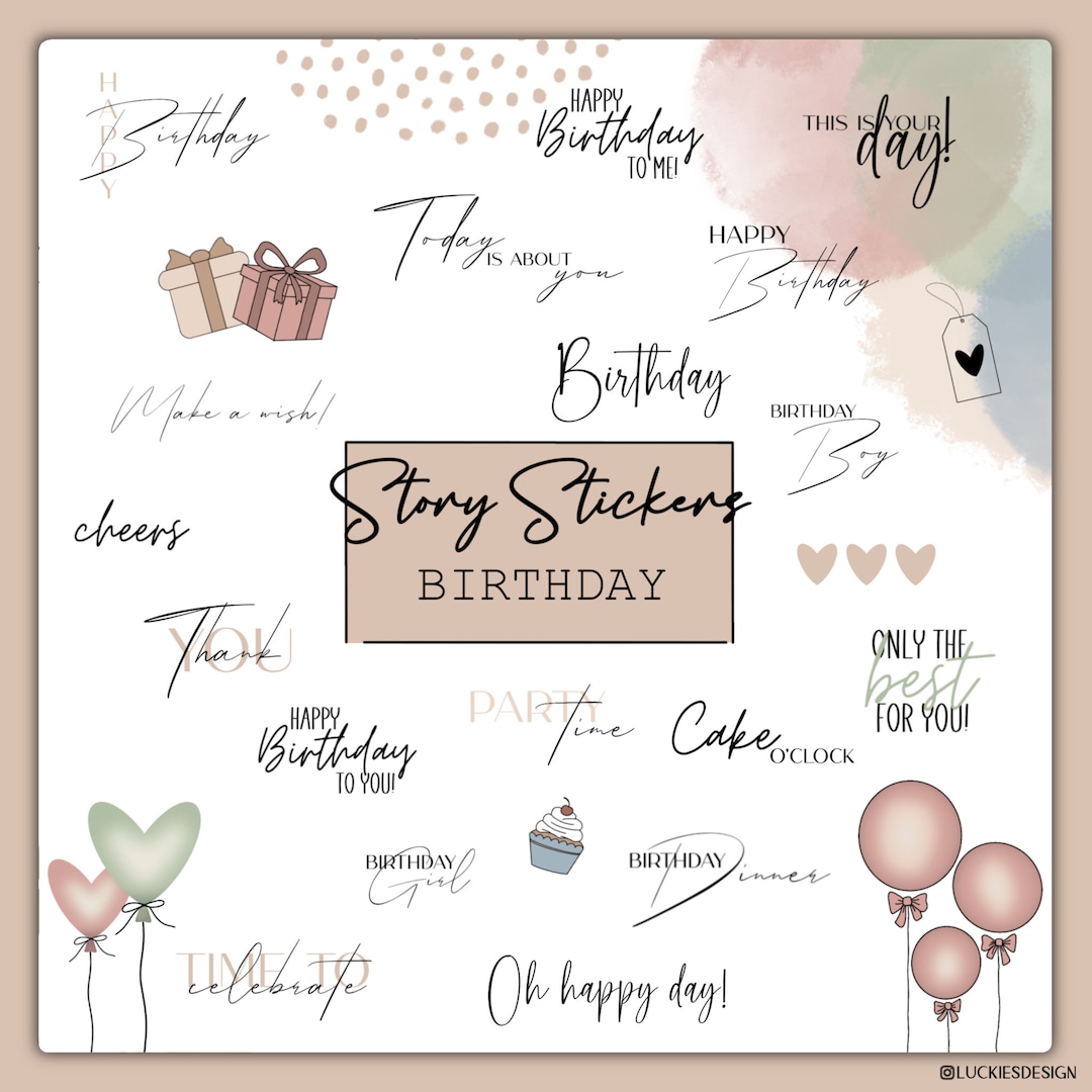 80 Instagram Story Stickers Birthday Birthday Celebration Daily Basic ...
