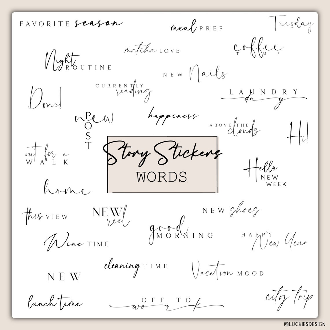 350 Instagram Story Stickers Words PNG, Calligraphy Lettering Sticker ...