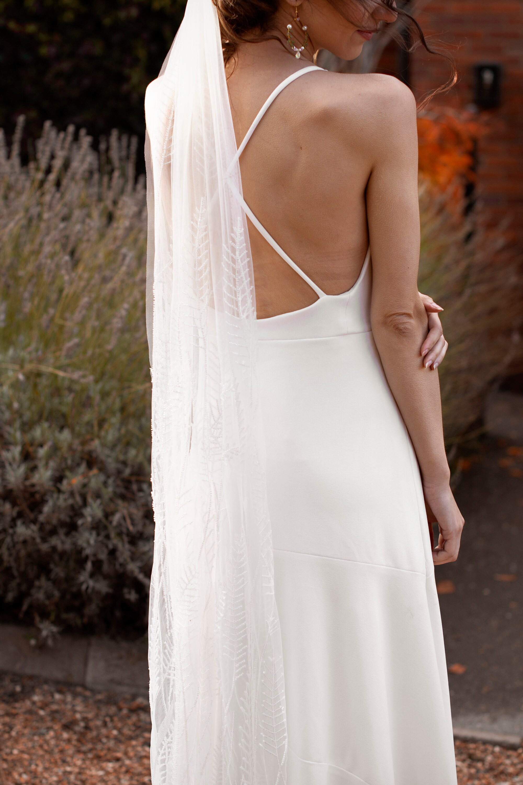 Beaded Leaf Embroidered Wedding Veil, Bridal Veil, Long, Bohemian ...