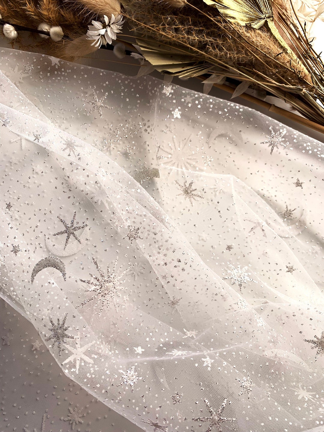 Night Sky Veil, Stars Moon Celestial Veil, Glitter Veil, Modern ...