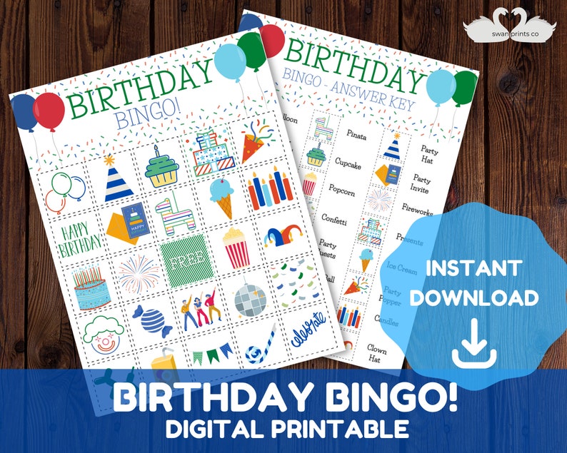 Geburtstag Bingo - Kinder druckbares Spiel - Jungen Geburtstagsparty ...