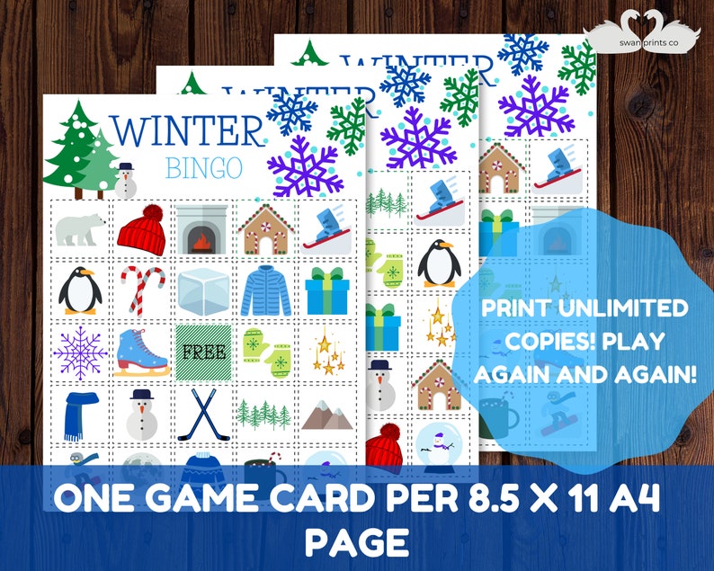 Winter Bingo - Kids Printable Winter Game - Snow Day Activity - Instant ...