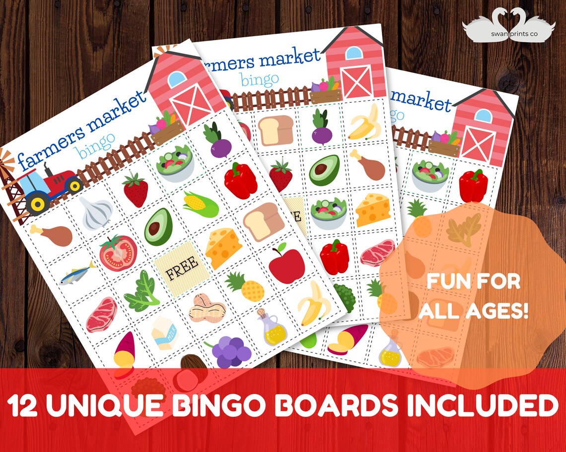 Farmers Market Bingo Kids Printable Game Classroom Bingo - Etsy
