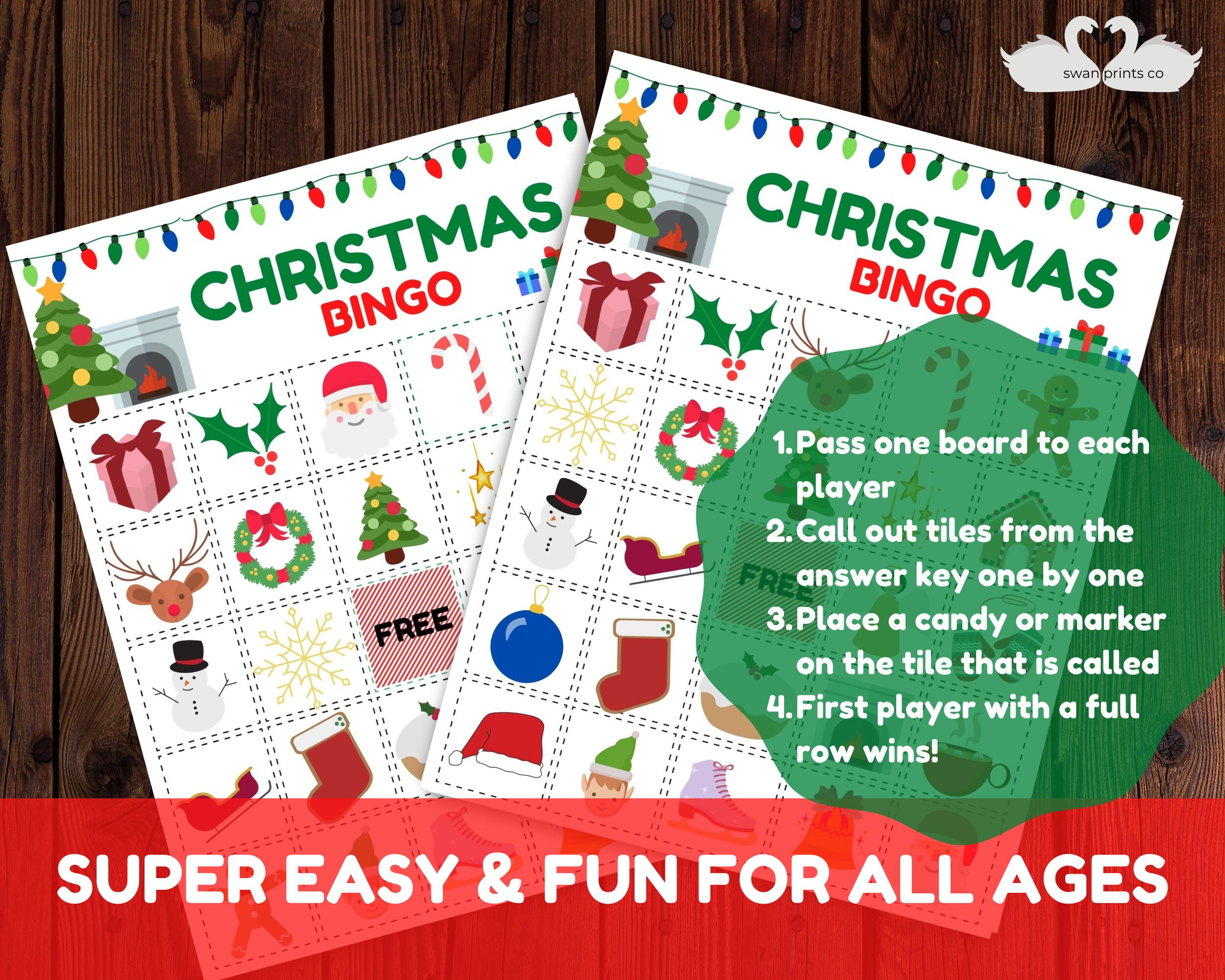 Christmas Bingo - Kids Printable Christmas Game - Family Dinner Table ...