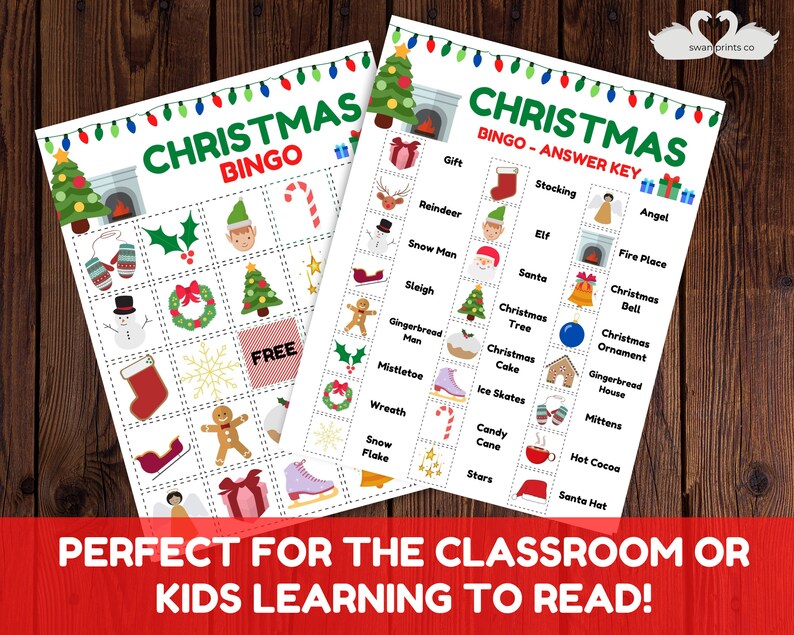 Christmas Bingo - Kids Printable Christmas Game - Family Dinner Table ...