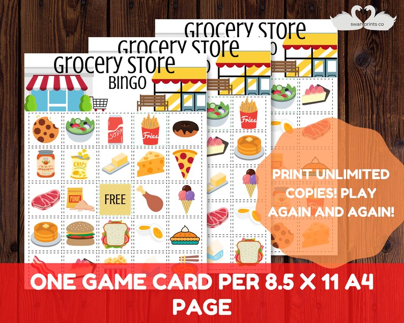 Grocery Store Printable Bingo Game for Kids - Instant Digital Download ...