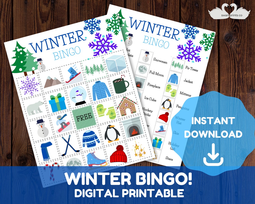 Winter Bingo - Kids Printable Winter Game - Snow Day Activity - Instant ...