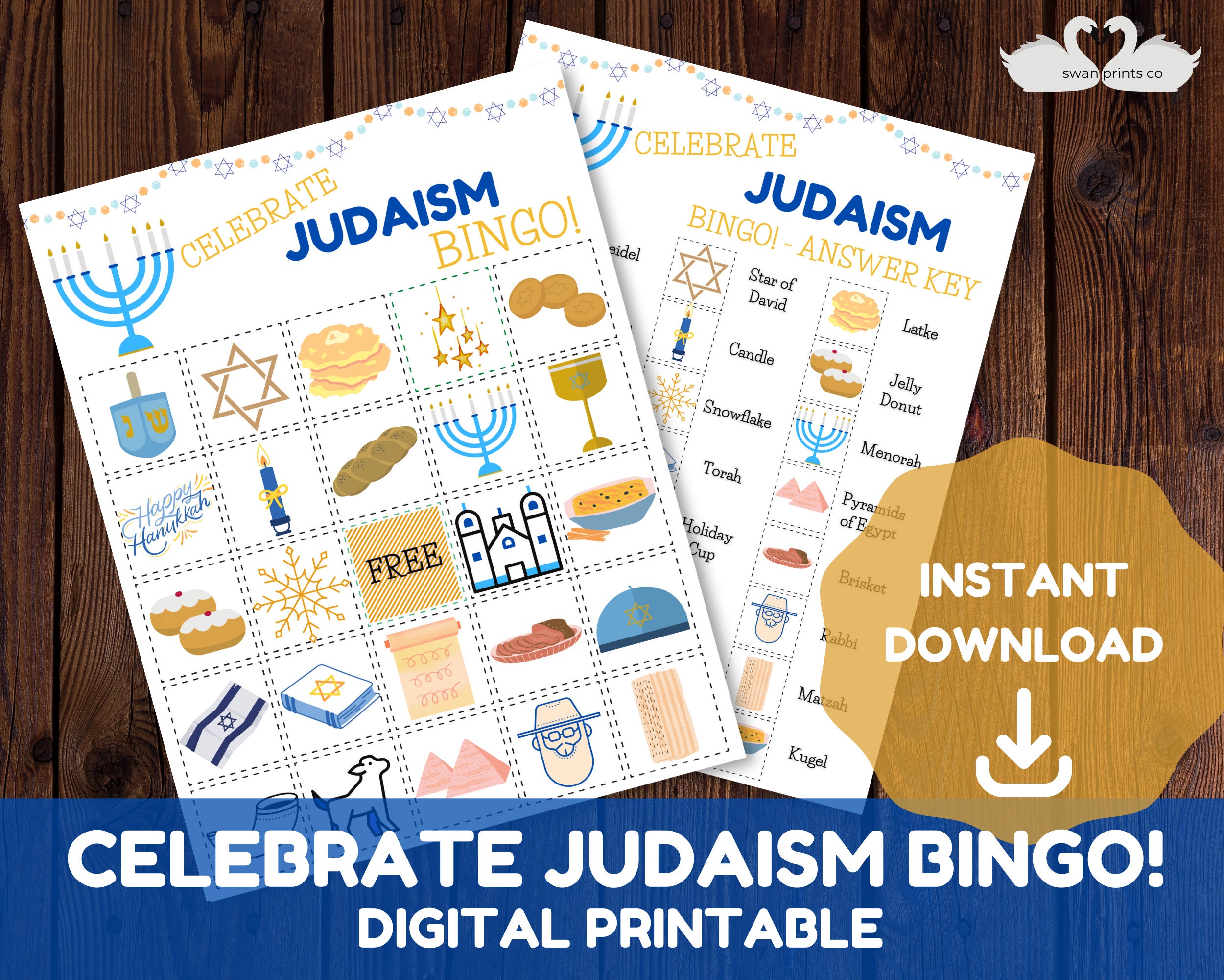 Celebrate Judaism Printable Bingo Game for Kids - Instant Digital ...